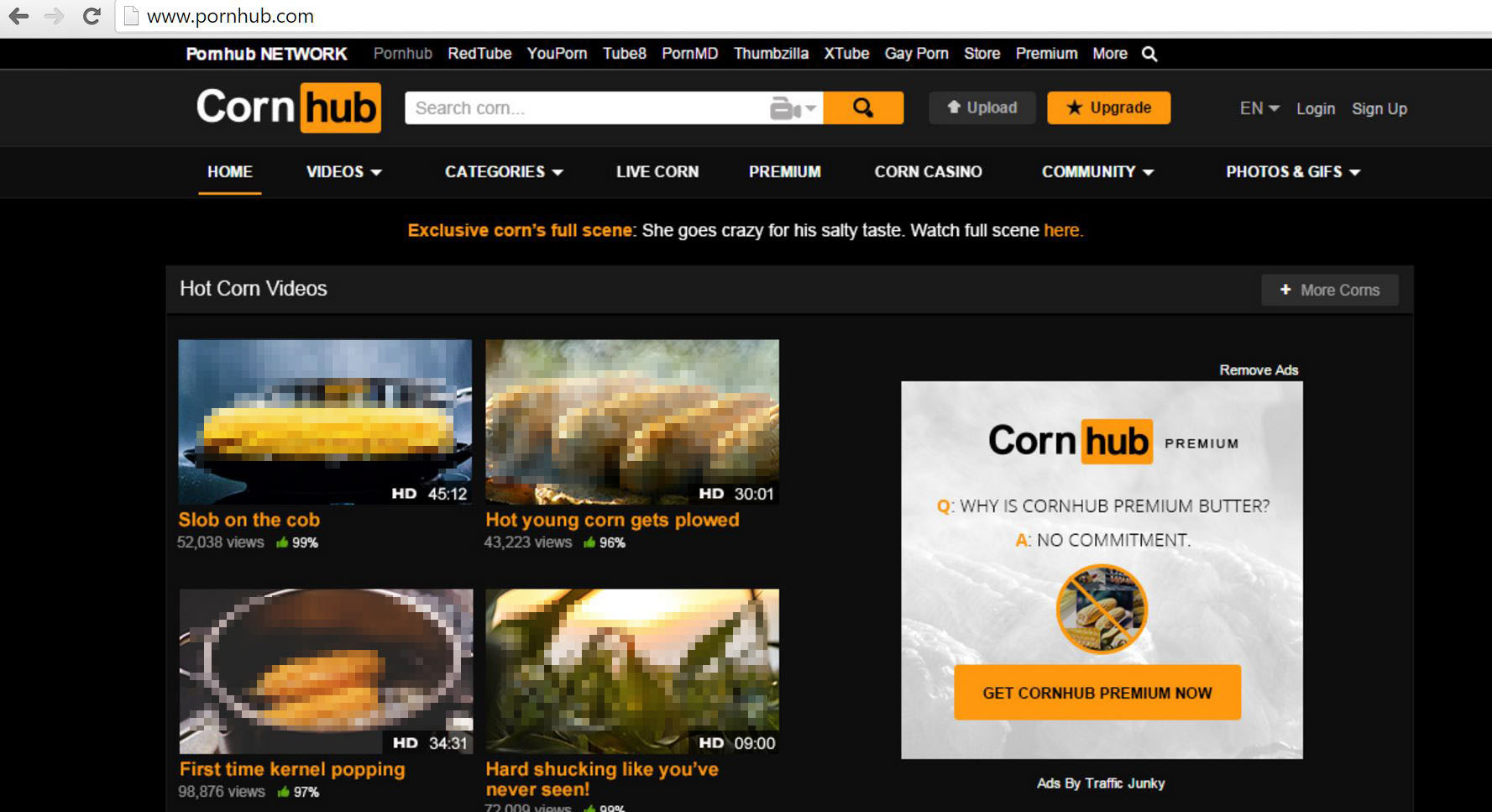 Pornhub Takes A Really Corn Y Route For Their April Fools Prank