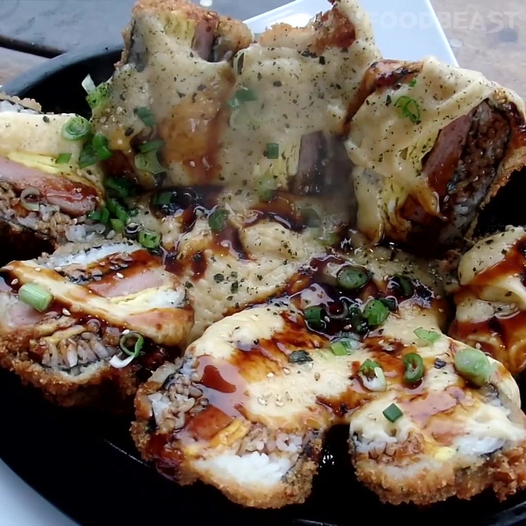 Feast Your Eyes On The Cheesiest Musubi Ever - FoodBeast